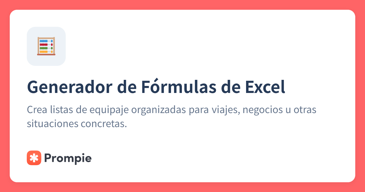 Generador de Fórmulas de Excel | Prompie
